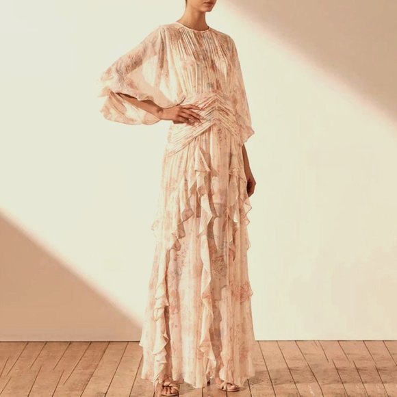 Londons Closet | Dresses | Cleopatra Floral Pleated Print Maxi Dress ...